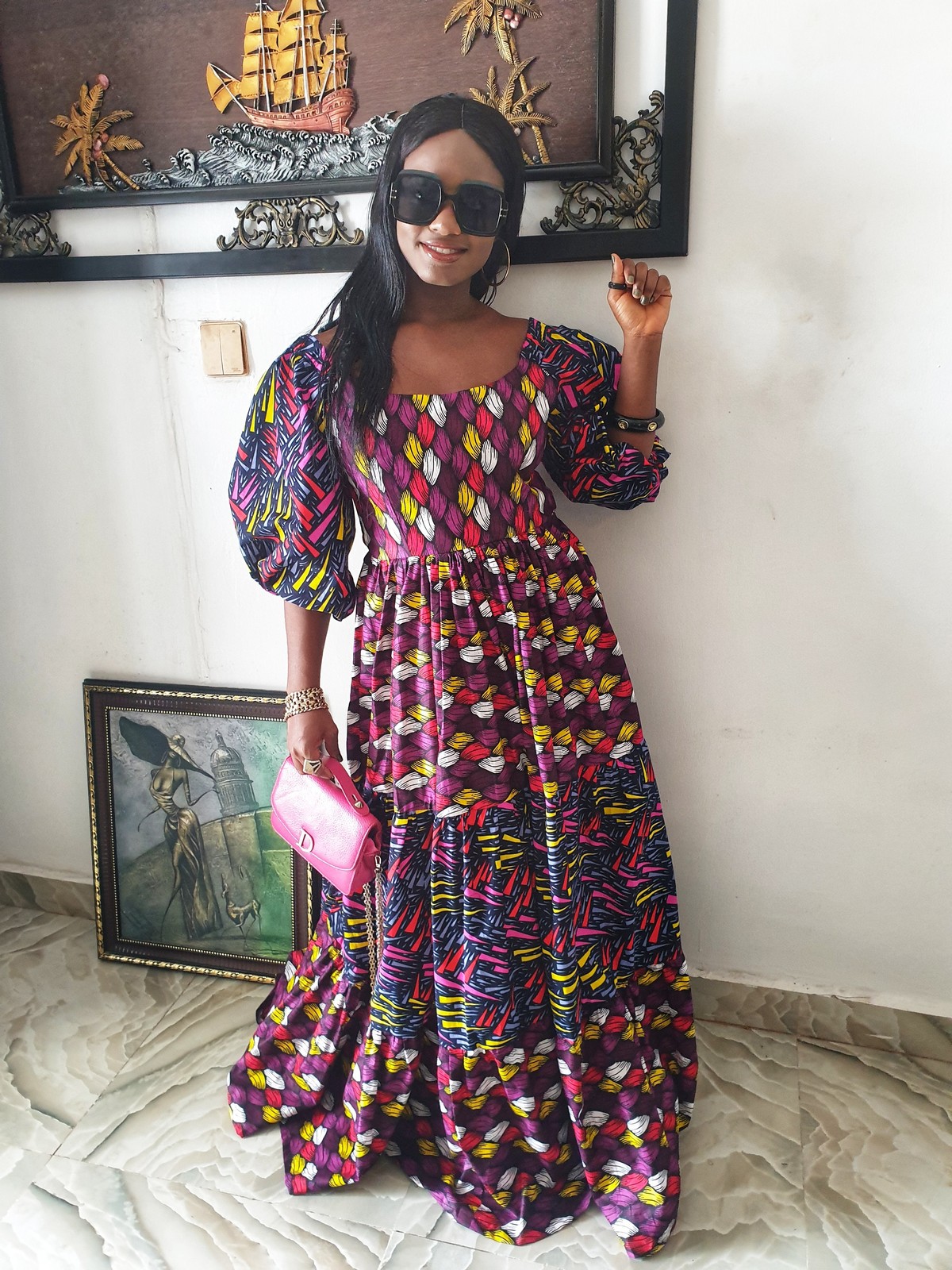 Two-Tone African Woman Wax/Ankara Tie-Back Long Dress|Weddings/ Special ...