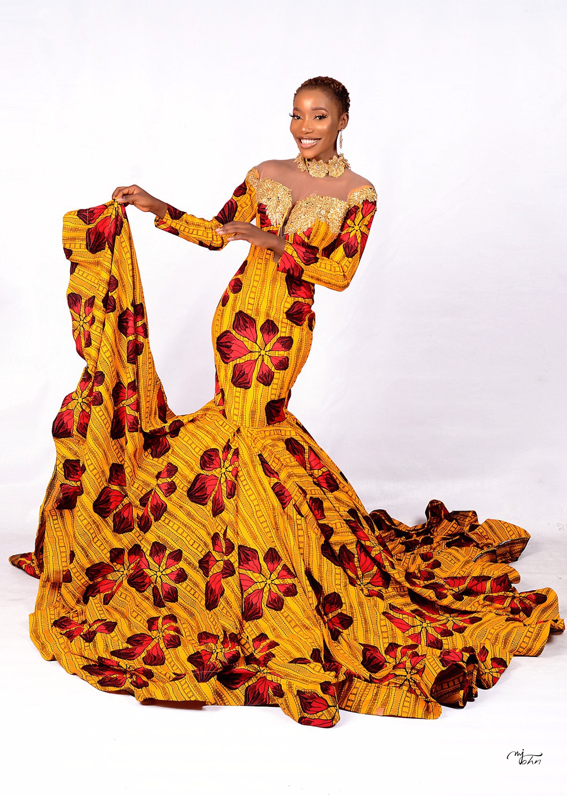 African Print Prom dress, long Ankara wedding dress for women, flayed l ...