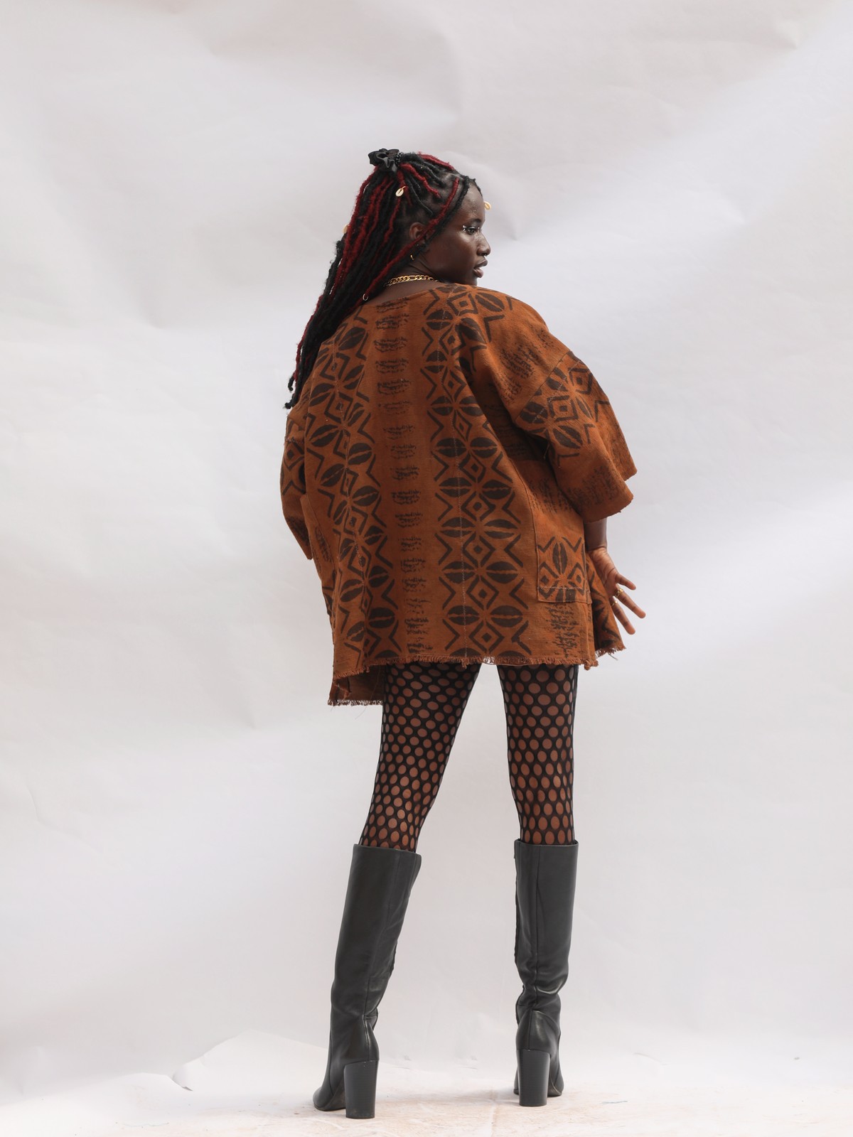 Kube Toffee Bogolan Cloak by threaded-tribes - Unisex Tunics - ANKA